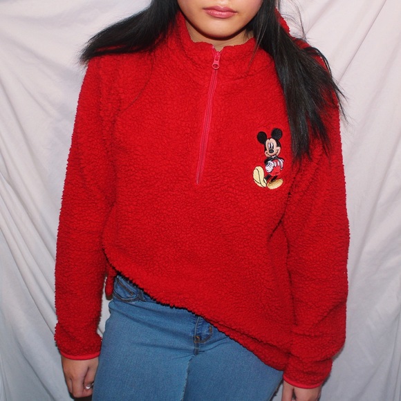 Sweaters | Red Mickey Mouse Mock Turtleneck Sweater | Poshmark